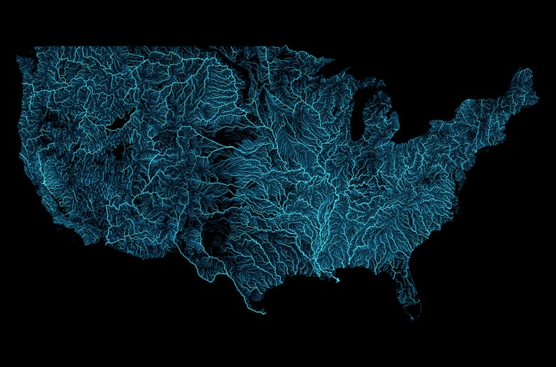 USA Rivers Poster - Etsy