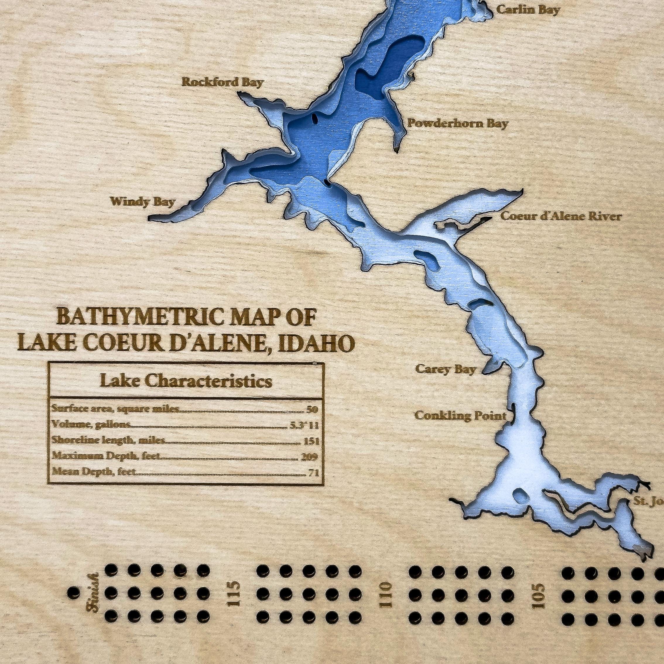 Bathymetric Lake Map Cribbage Board - Etsy