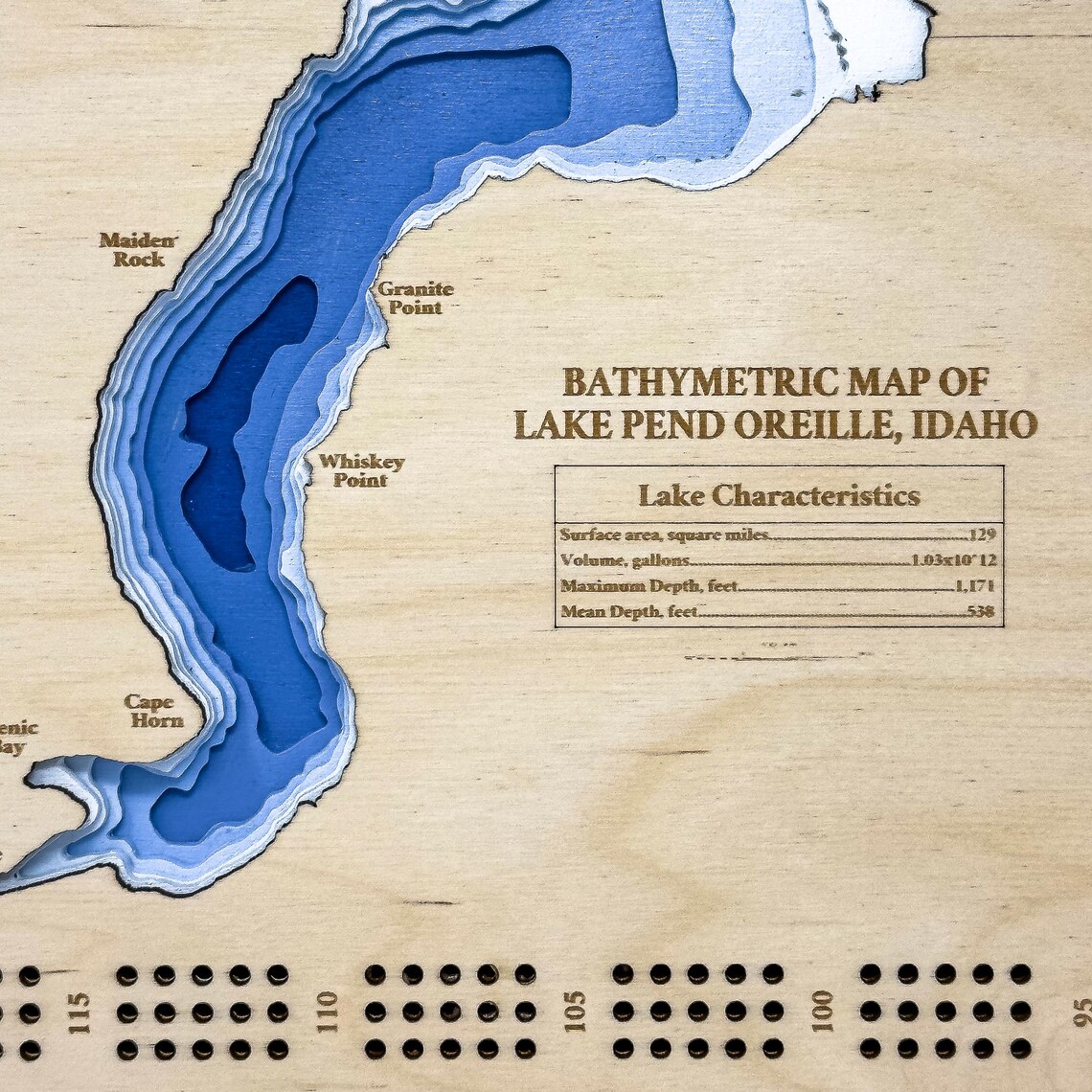 Bathymetric Lake Map Cribbage Board - Etsy
