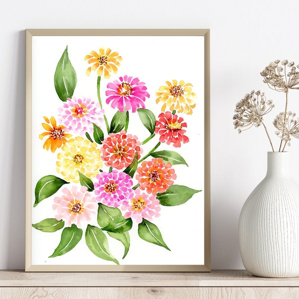 Zinnia Painting - Etsy