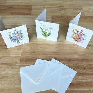 Mini Floral Note Card Set, Floral Watercolor Note Cards, Floral Thank ...