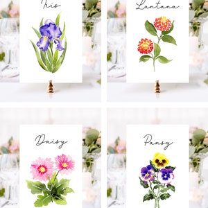 Floral Wedding Table Numbers Watercolor Flower Table Cards - Etsy