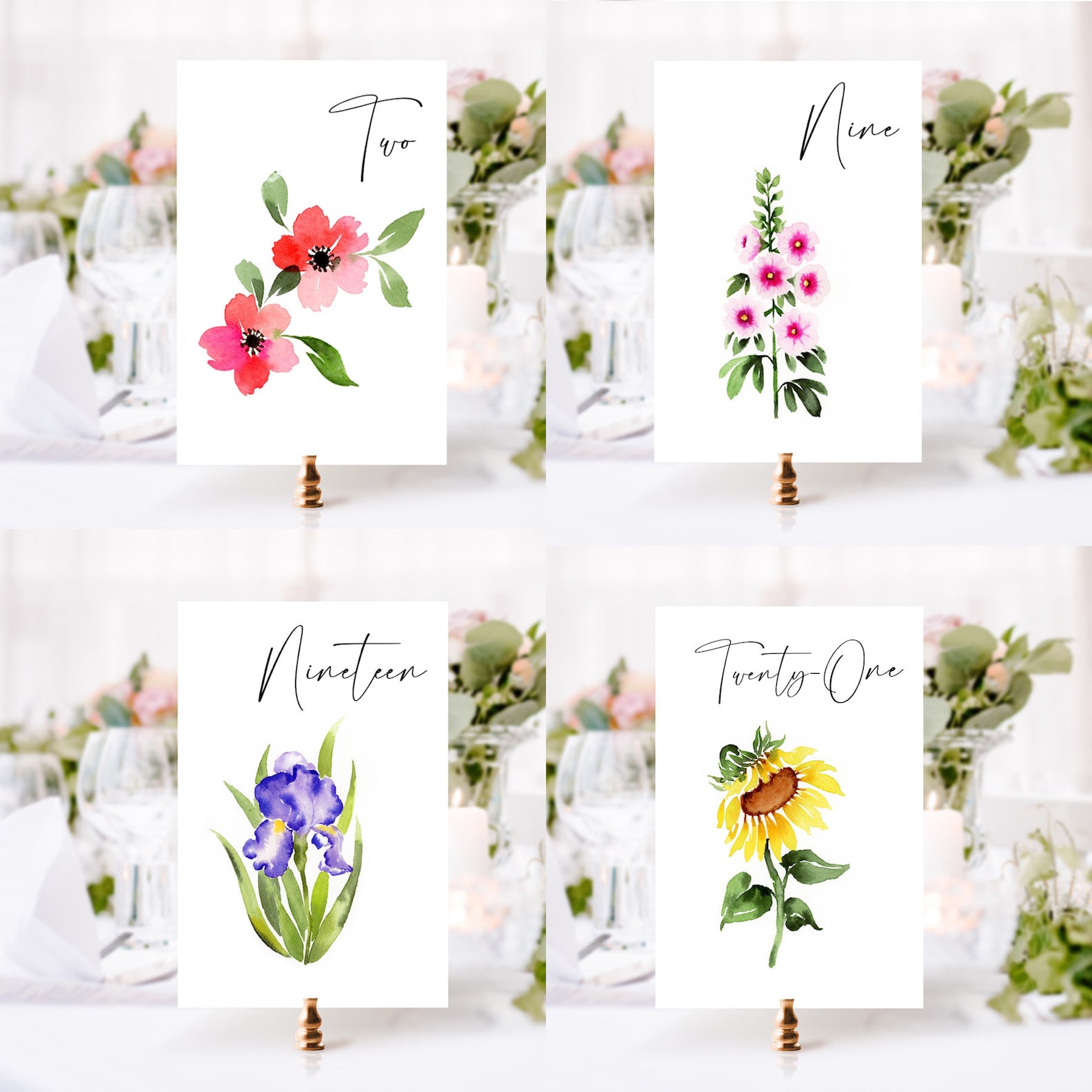 Floral Table Numbers Flower Table Numbers Wildflower Table | Etsy