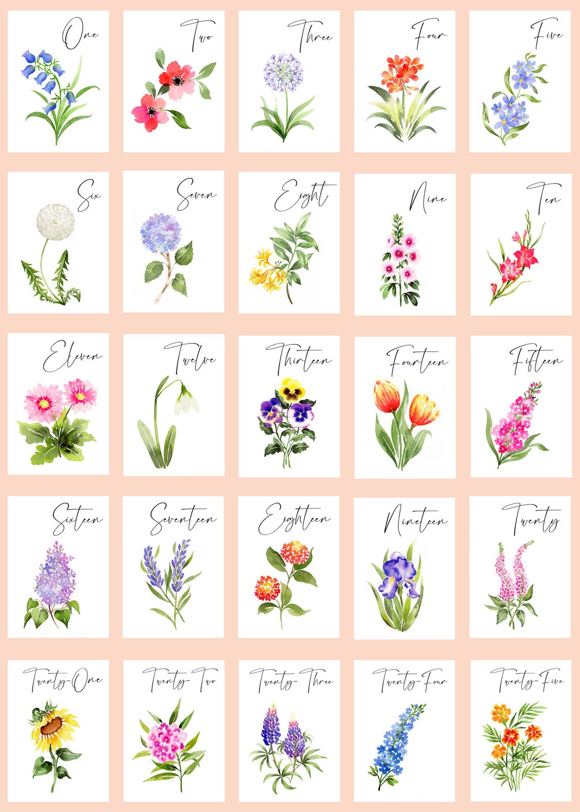 Floral Table Numbers Flower Table Numbers Wildflower Table | Etsy