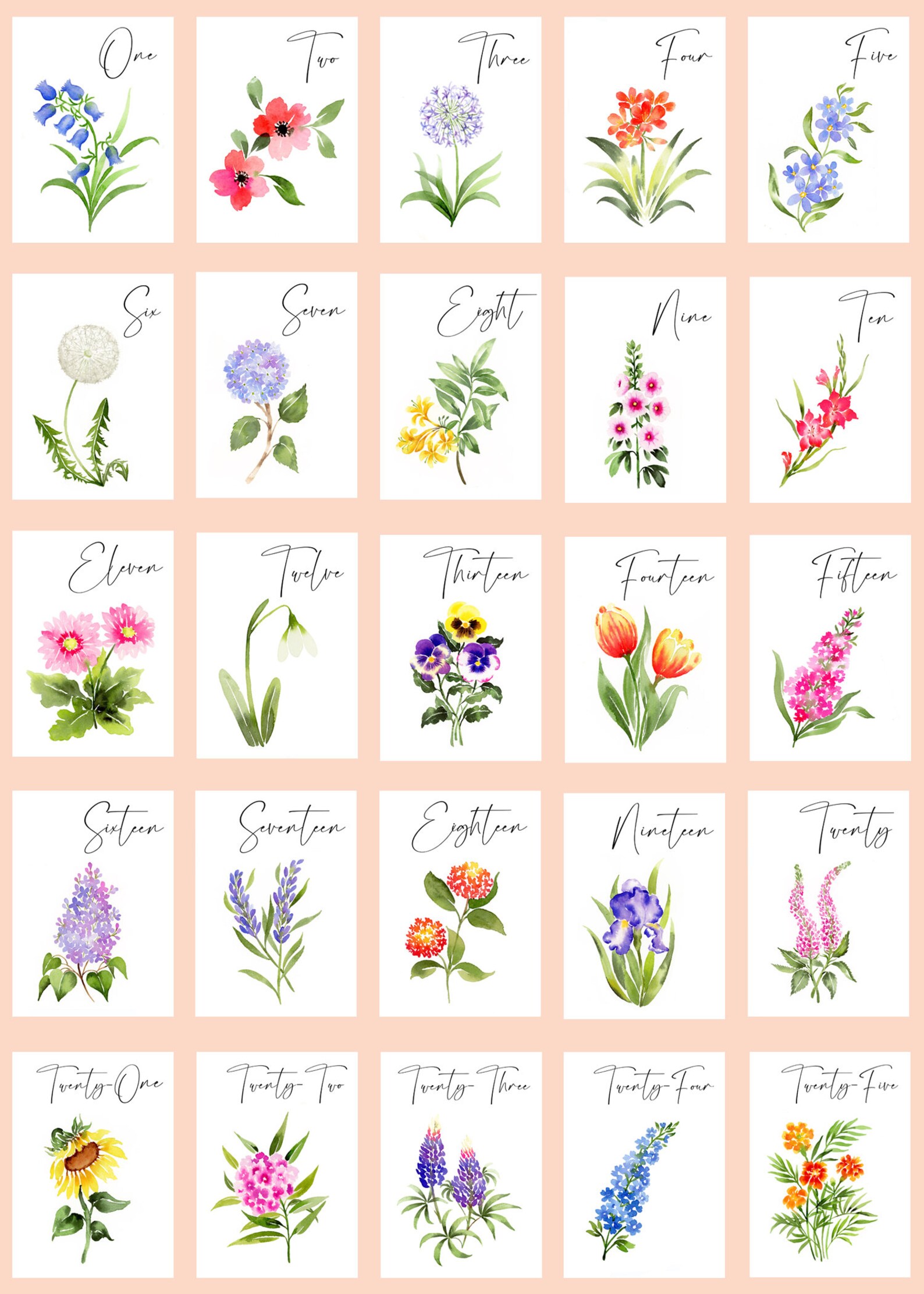 Floral Table Numbers Flower Table Numbers Wildflower Table | Etsy