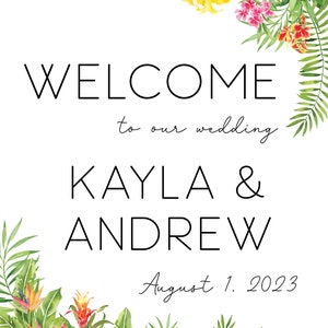 Tropical Wedding Welcome Sign, Tropical Watercolor Welcome Sign, Custom ...