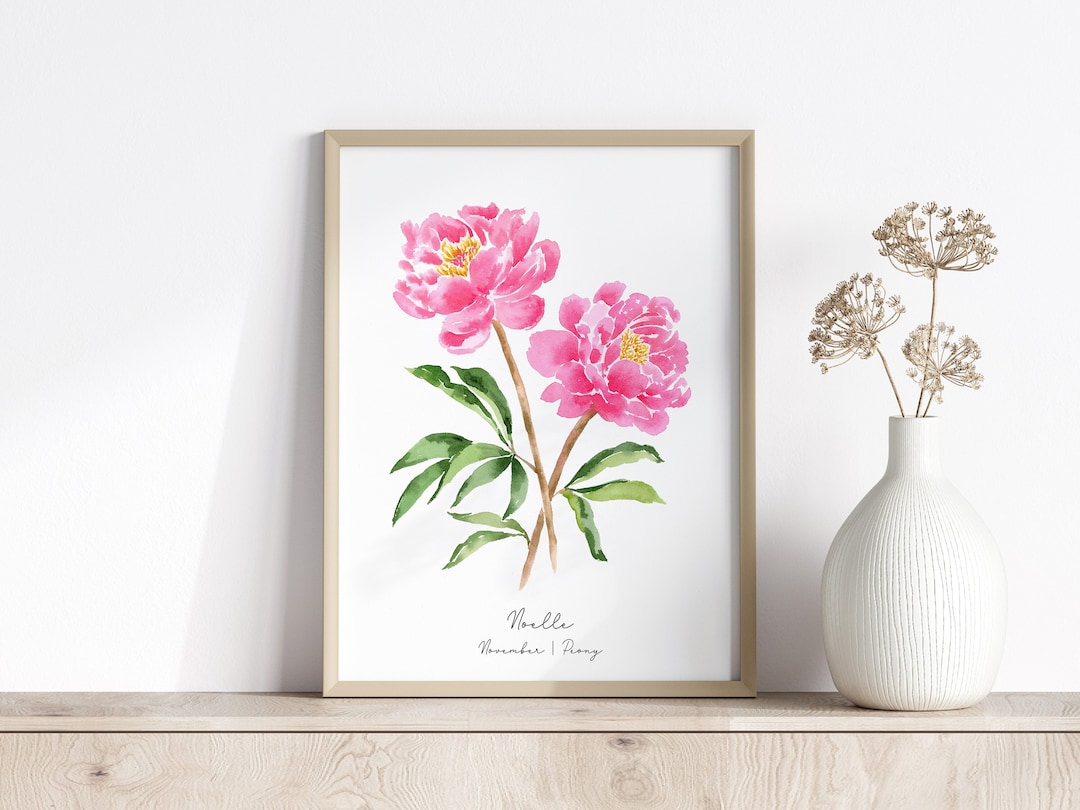 November Birth Flower Print, Custom Birth Flower Art, November Birthday ...