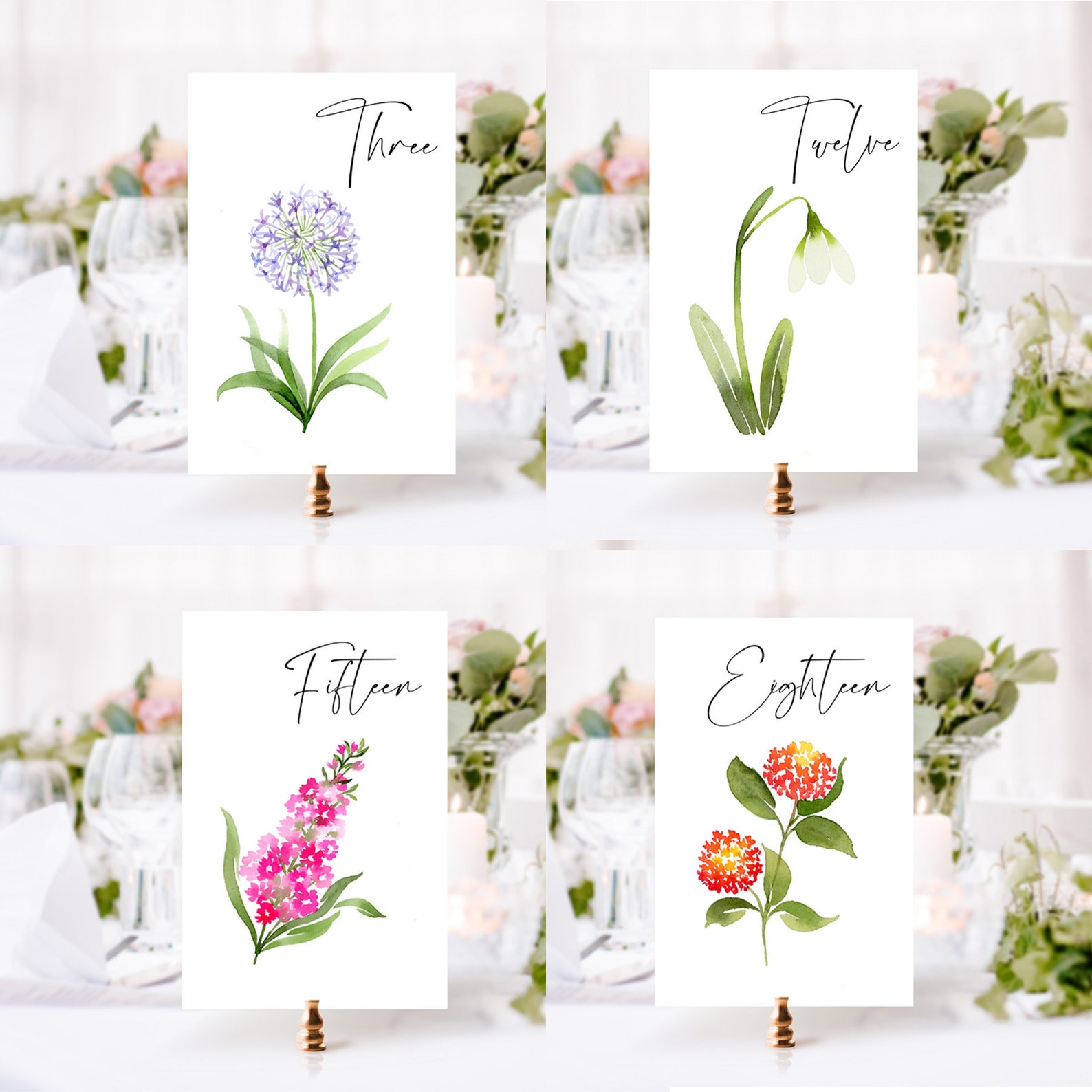 Floral Table Numbers Flower Table Numbers Wildflower Table | Etsy