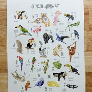 Jungle Alphabet Print, Jungle Nursery Decor, Rainforest Nursery Decor ...