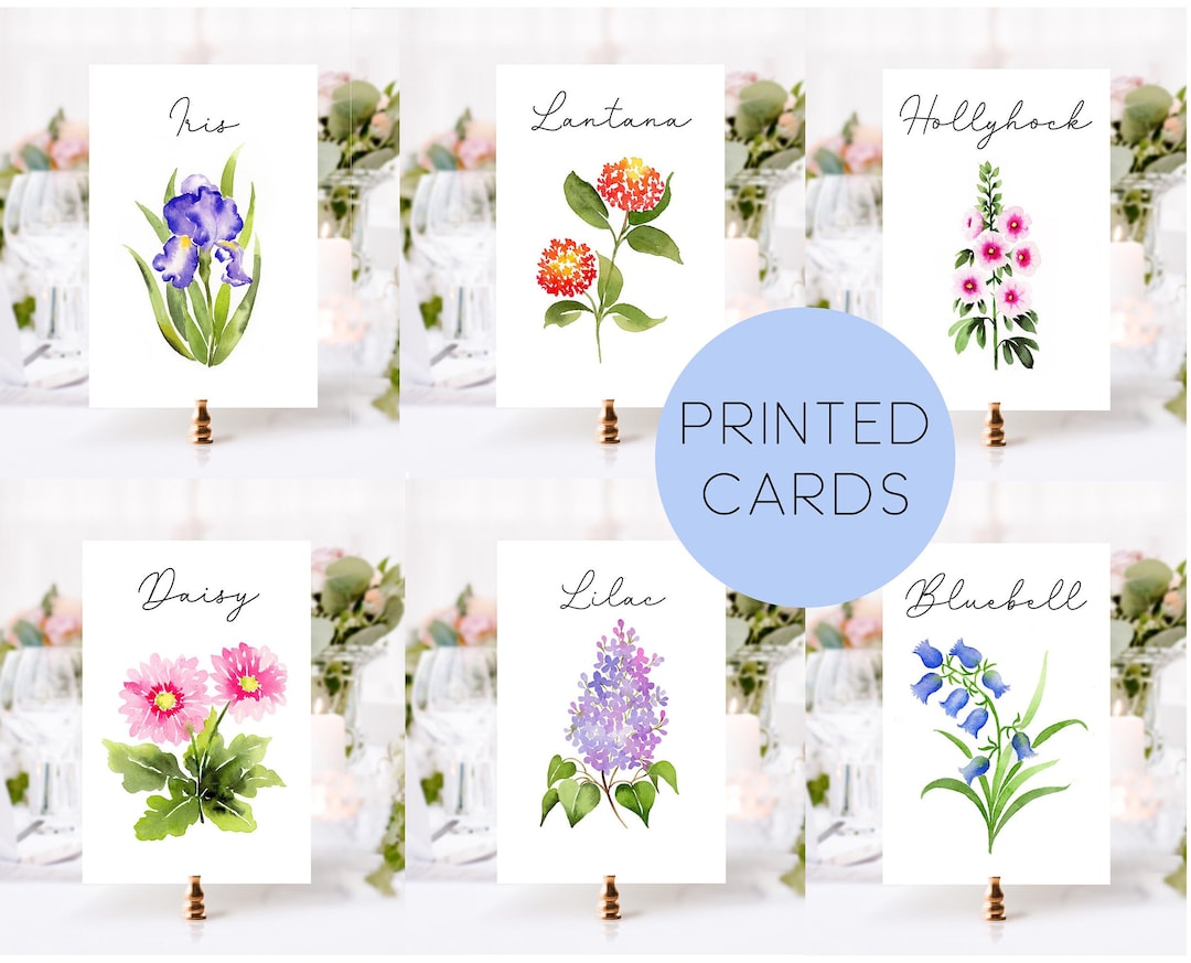 Wildflower Table Name Cards, Flower Table Names, Watercolor Flower ...