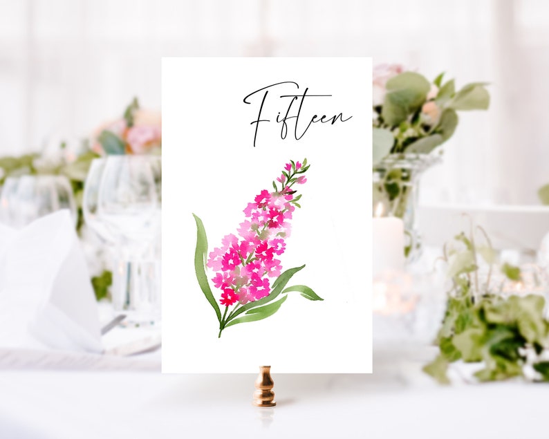 Floral Table Numbers Flower Table Numbers Wildflower Table | Etsy