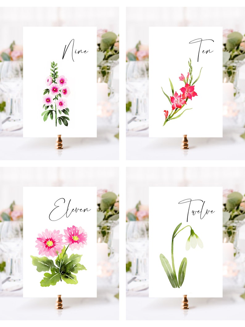 Floral Table Numbers Flower Table Numbers Wildflower Table | Etsy