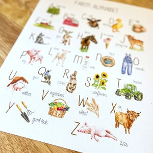 Farm Alphabet Printable, Watercolor Farm Alphabet, Farm Animal Alphabet ...