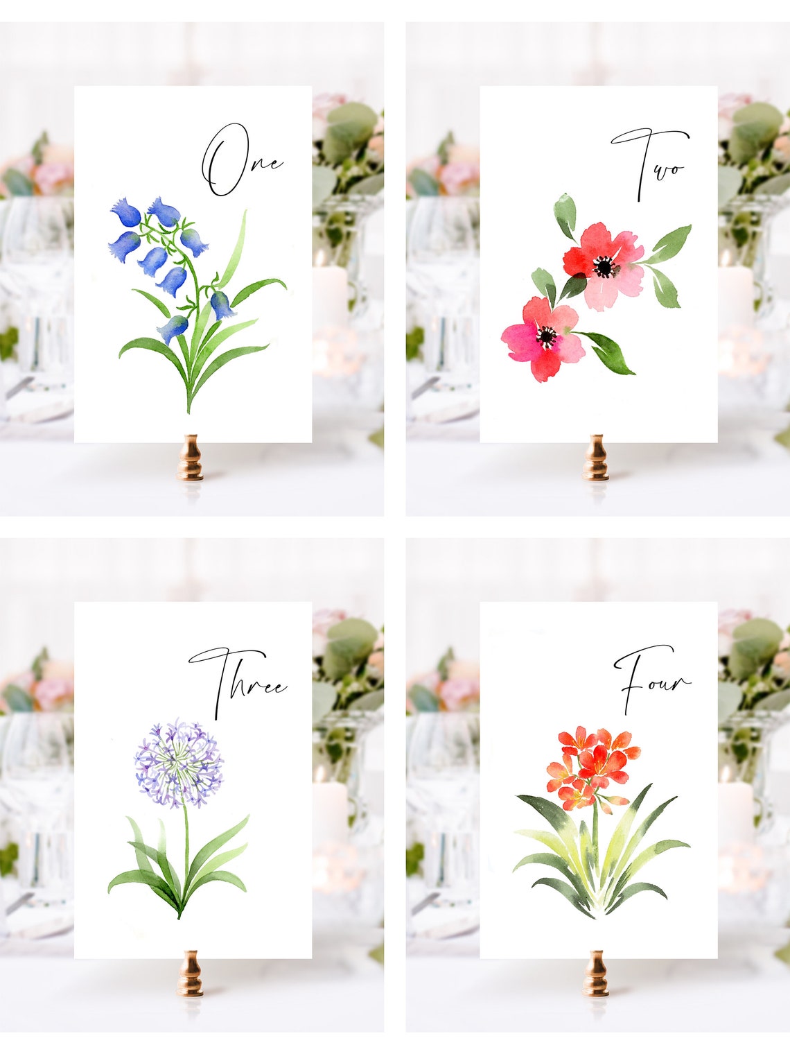 Floral Table Numbers Flower Table Numbers Wildflower Table | Etsy