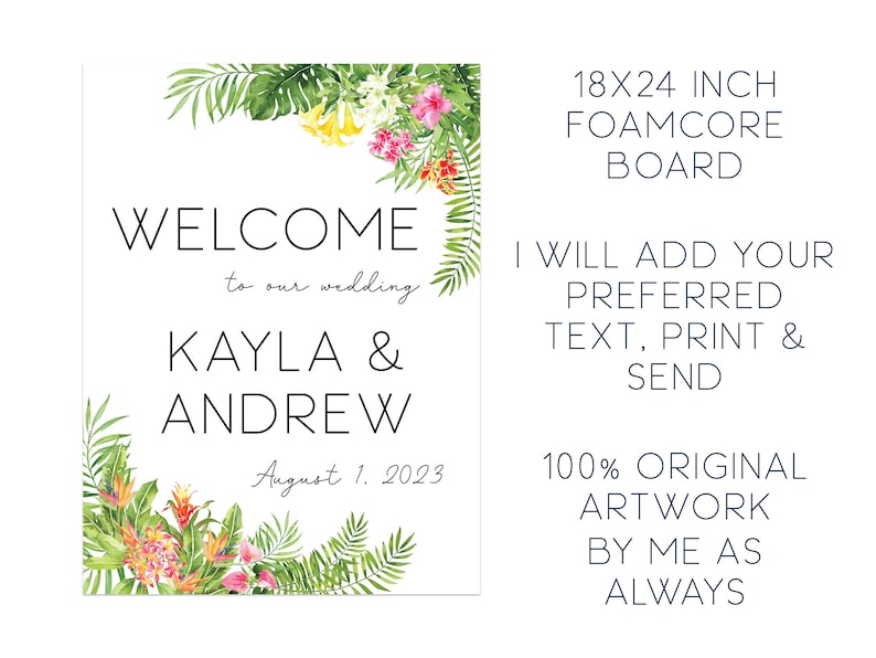 Tropical Wedding Welcome Sign Tropical Watercolor Welcome - Etsy