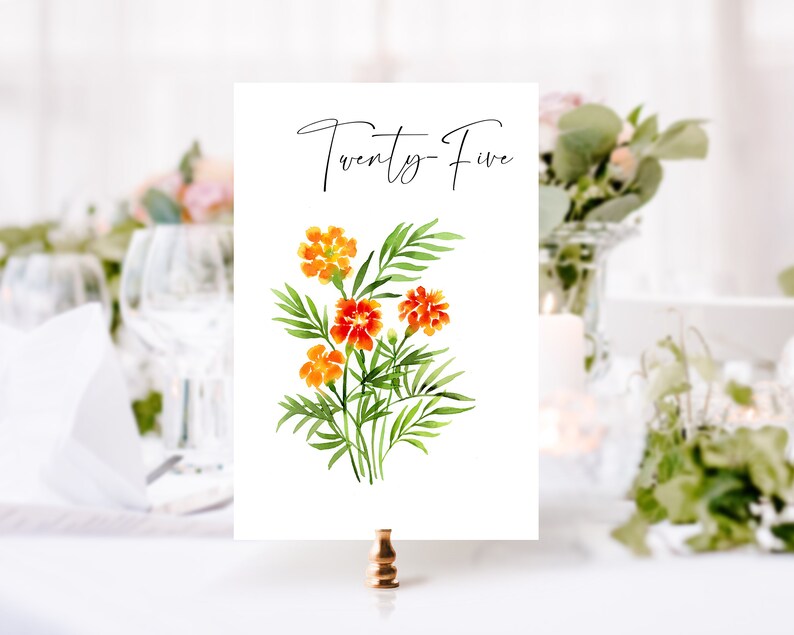 Floral Table Numbers Flower Table Numbers Wildflower Table | Etsy