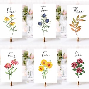 Watercolor Flower Table Numbers, Wildflower Table Numbers, Rustic ...