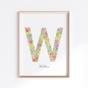 Floral Watercolor Letter, Custom Floral Watercolor Monogram Painting ...
