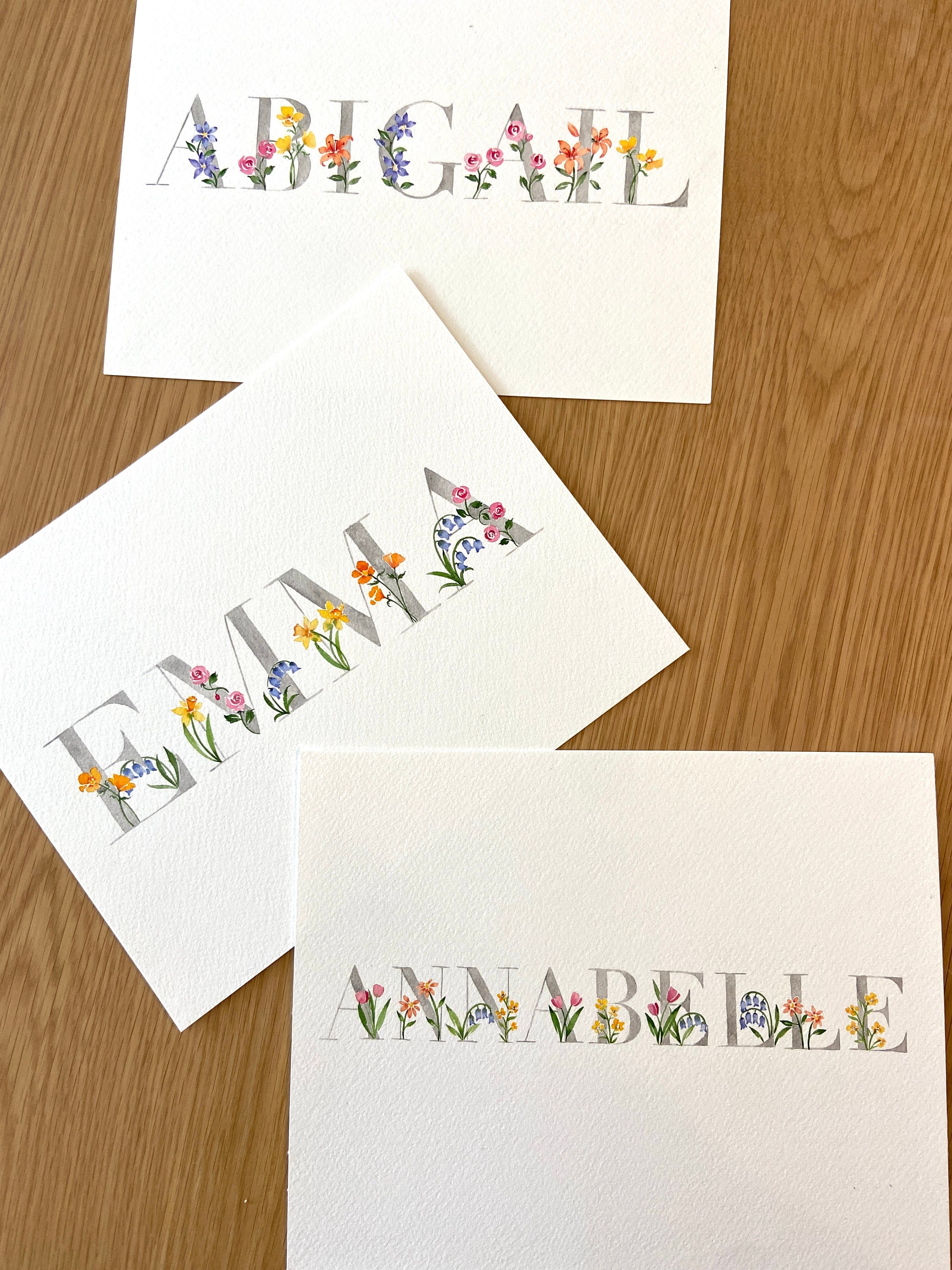 Baby Name Painting, Custom Floral Name Sign, Watercolor Baby Name Art ...