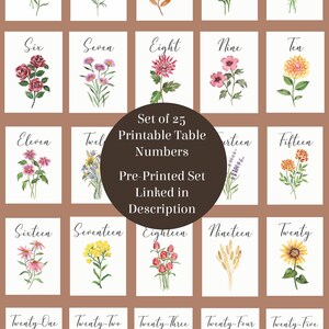 Printable Wildflower Table Numbers, Fall Wedding Table Numbers ...