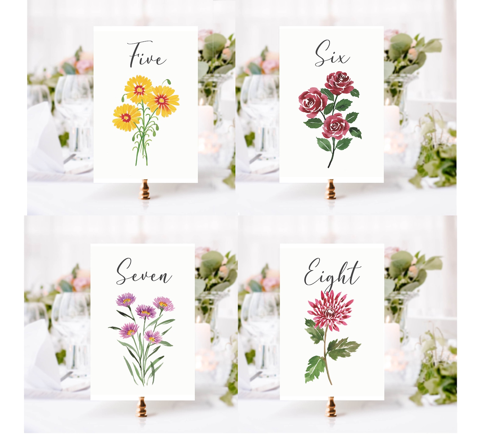 Wildflower Table Numbers Floral Table Numbers Flower Table - Etsy