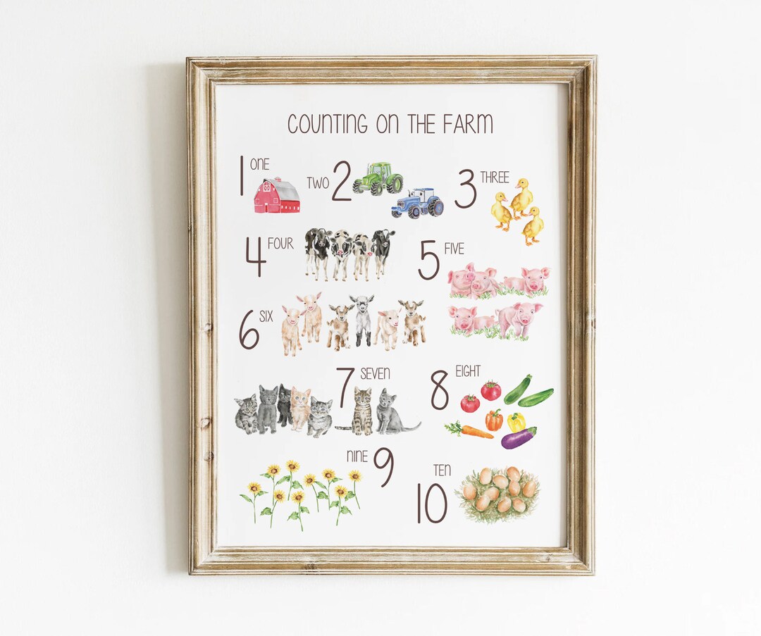 Farm Counting Print, Farm Numbers Print, Farm Nursery Decor, Farm Kids ...