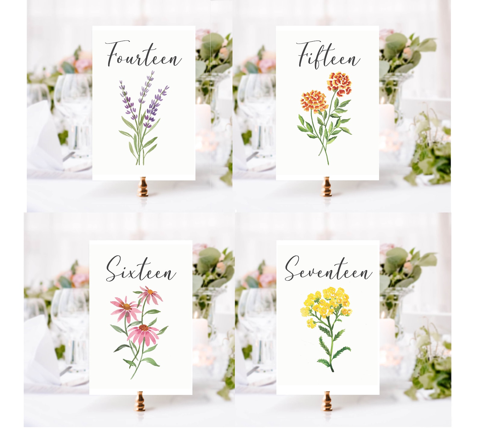 Wildflower Table Numbers Floral Table Numbers Flower Table - Etsy