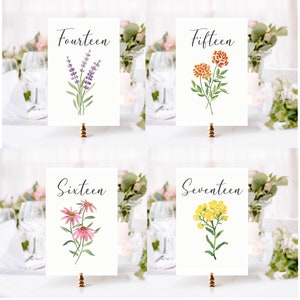 Watercolor Flower Table Numbers, Wildflower Table Numbers, Rustic ...