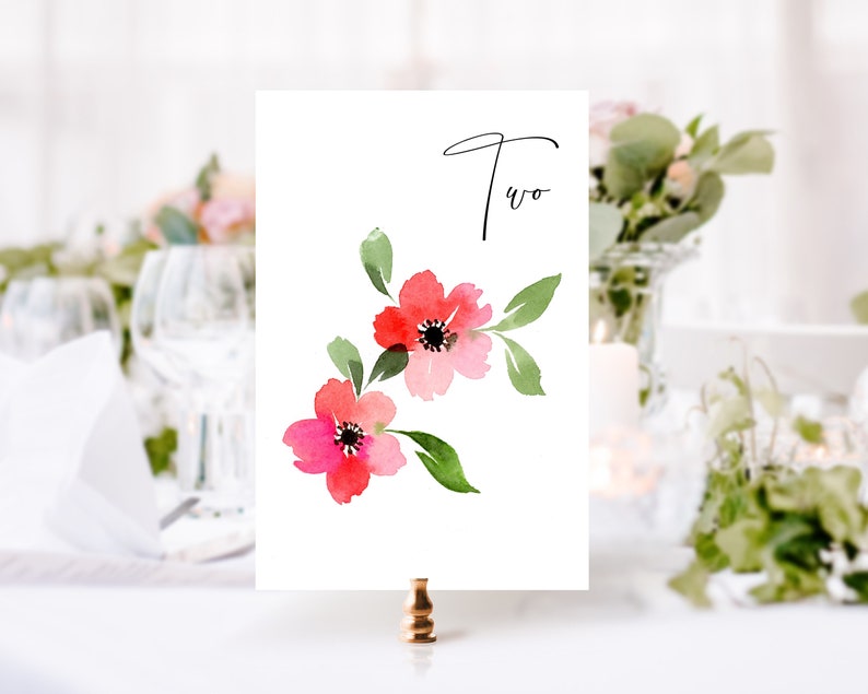 Floral Table Numbers Flower Table Numbers Wildflower Table | Etsy