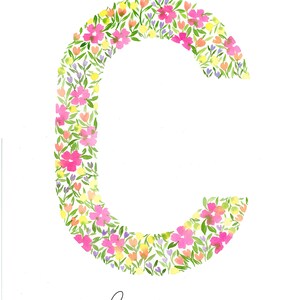 Floral Watercolor Letter, Custom Floral Watercolor Monogram Painting ...