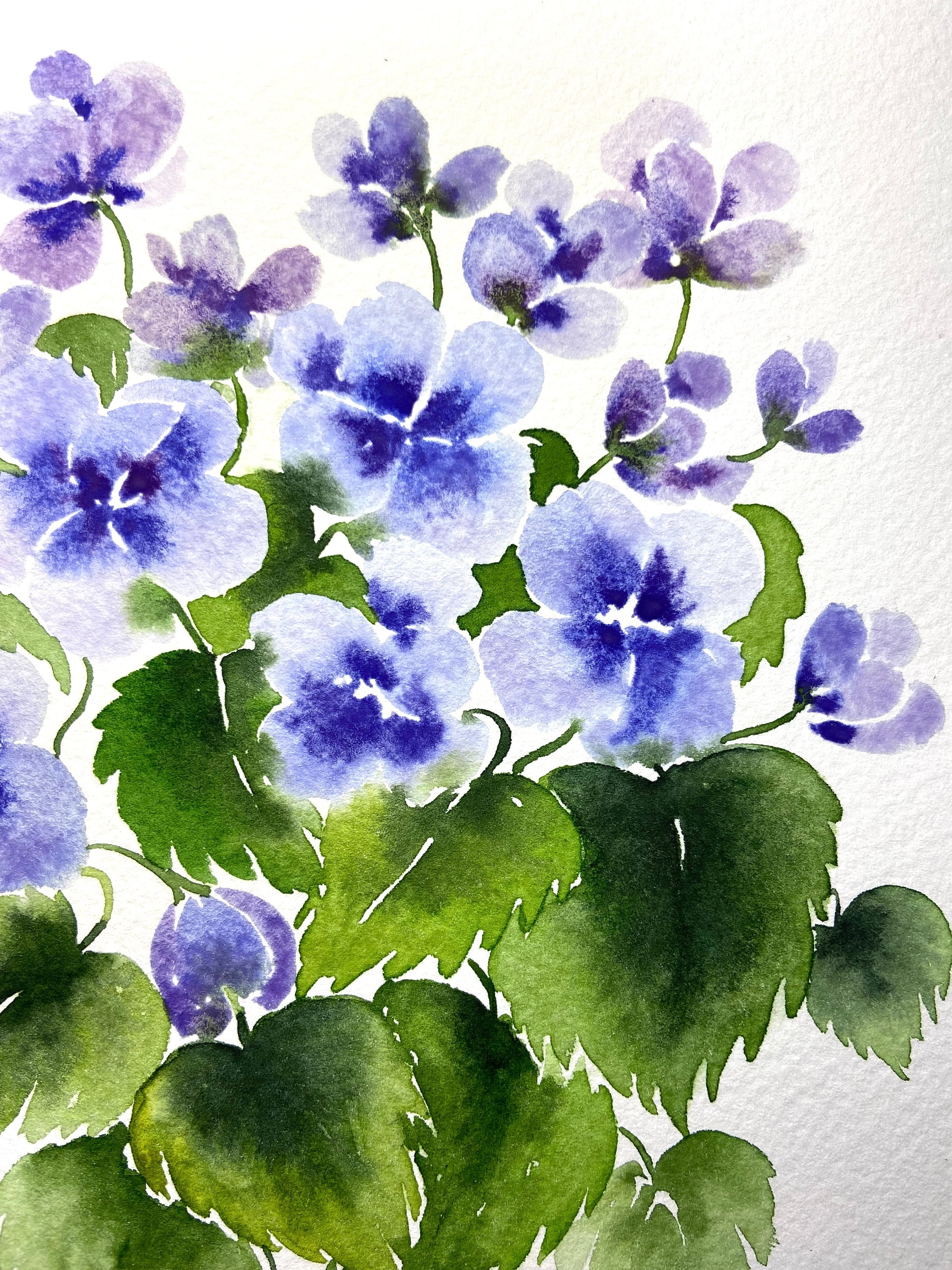 Watercolor Violets Giclee Print Purple Flower Watercolor - Etsy