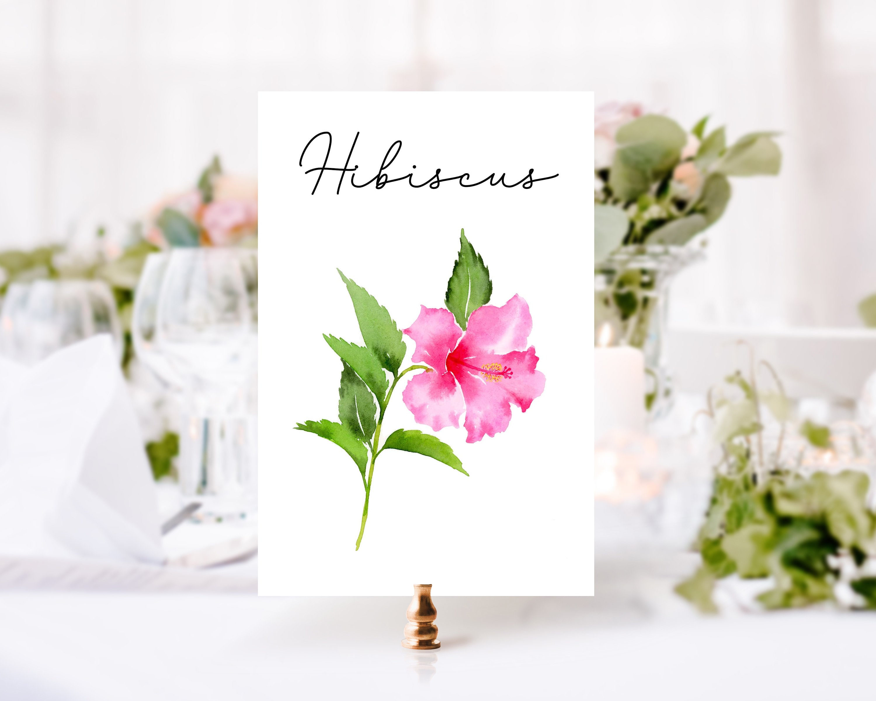 Tropical Table Numbers, Tropical Flower Table Cards, Bright Flower ...