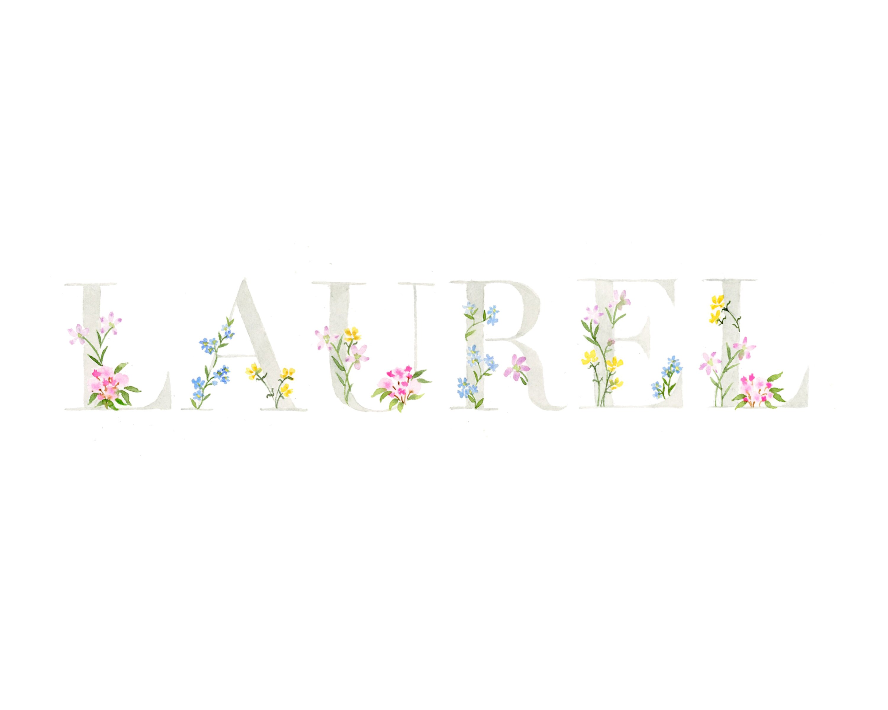 Baby Name Painting, Custom Floral Name Sign, Watercolor Baby Name Art ...