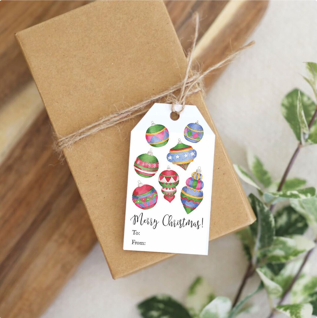 Merry Christmas Gift Tag, Colorful Christmas Gift Tag, Holiday Gift Tag ...