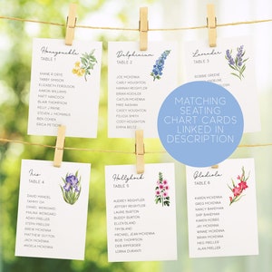 Custom Floral Table Cards, Flower Table Name Cards, Watercolor Flower ...