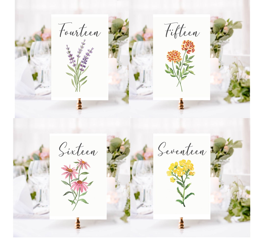 Printable Wildflower Table Numbers, Fall Wedding Table Numbers ...