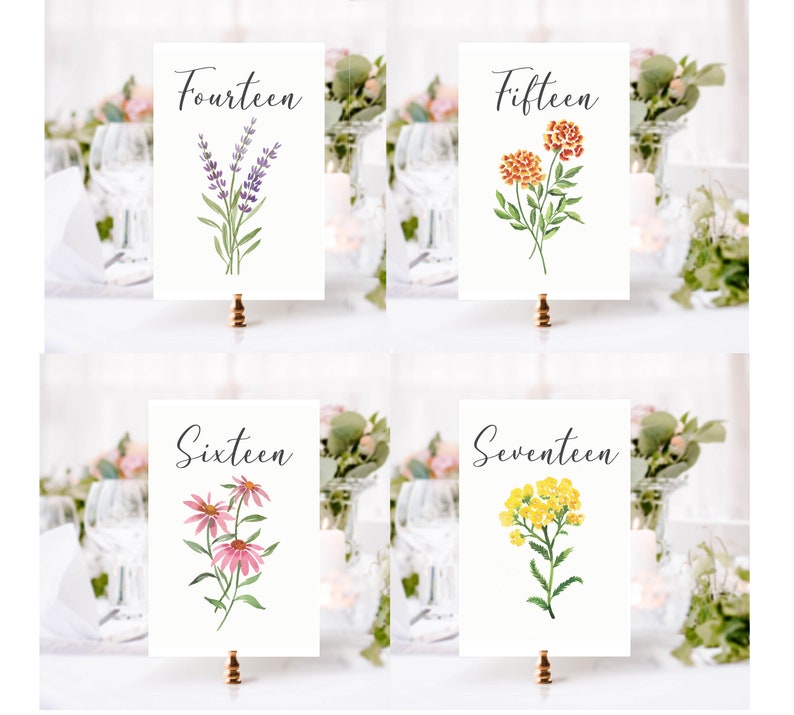 Printable Wildflower Table Numbers Fall Wedding Table - Etsy