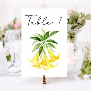 Printable Tropical Table Numbers, Tropical Flower Table Numbers, Beach ...