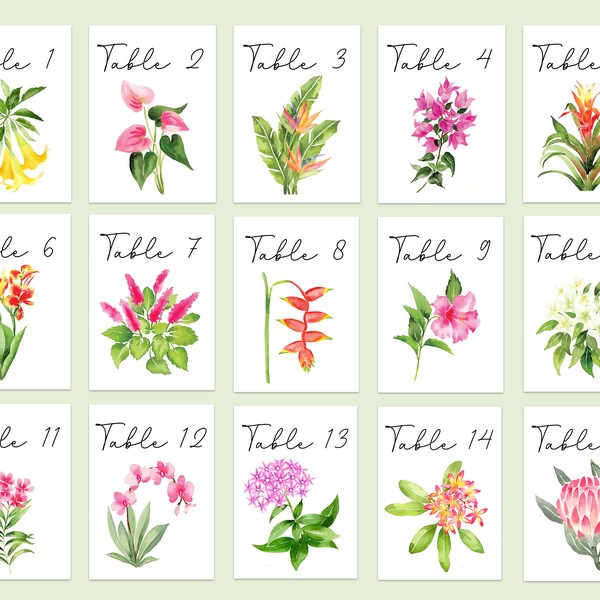 Table Numbers Wedding Tropical - Etsy