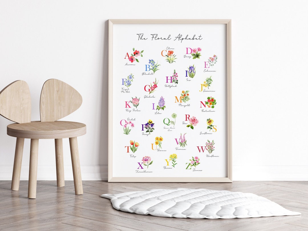 Flower Alphabet Print, Wildflower Alphabet, Floral Kids Room Decor ...