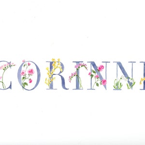Baby Name Painting, Custom Floral Name Sign, Watercolor Baby Name Art ...