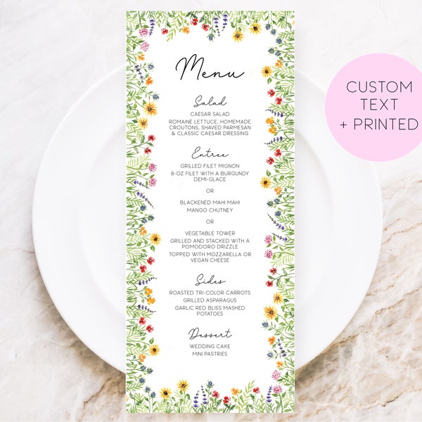 Floral Menu - Etsy