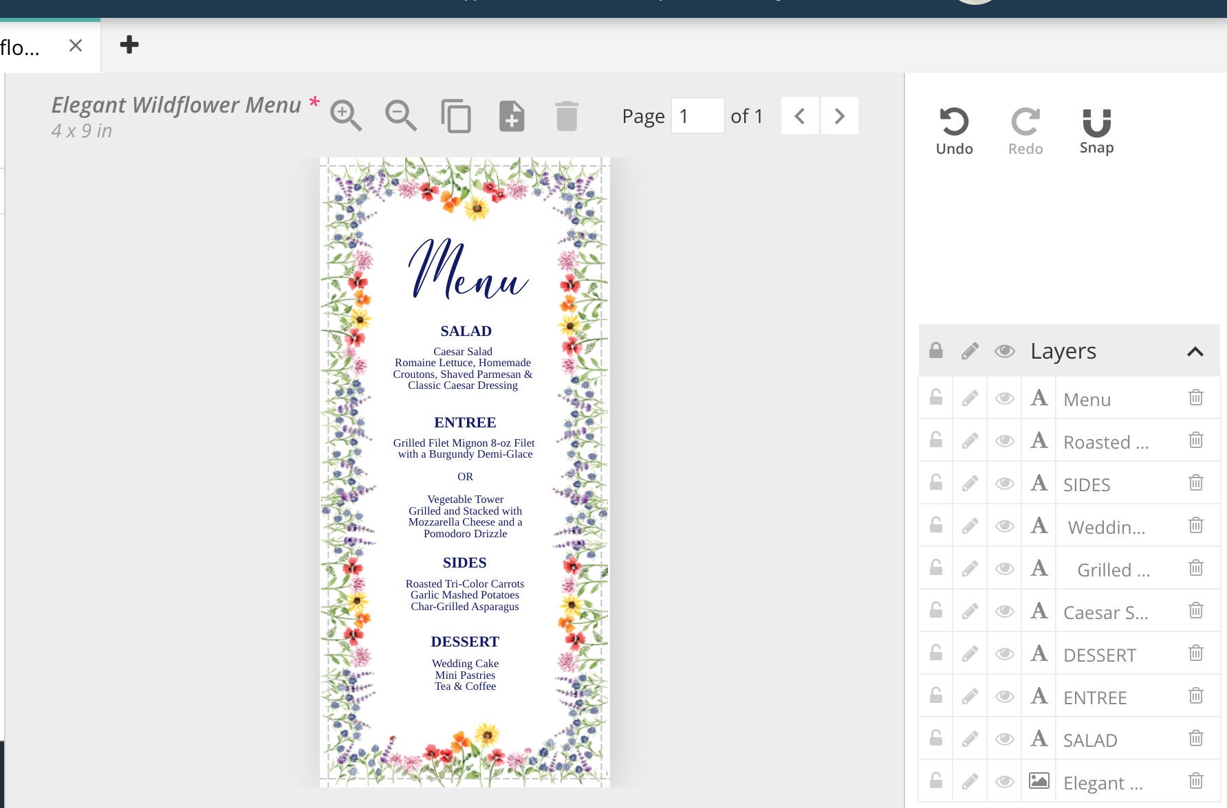 Editable Floral Menu Template Watercolor Flower Menu - Etsy
