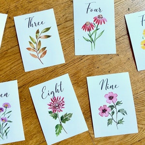 Wildflower Table Numbers Floral Table Numbers Watercolor - Etsy