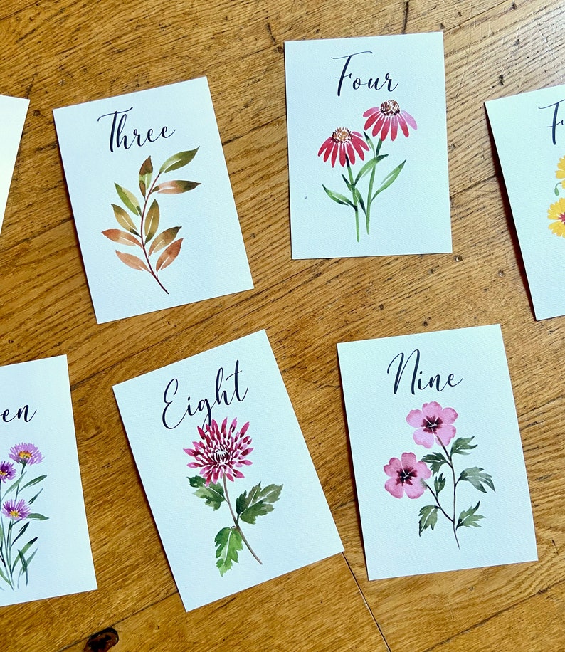 Wildflower Table Numbers Floral Table Numbers Flower Table - Etsy