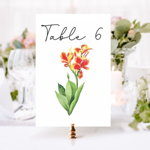 Printable Tropical Table Numbers, Tropical Flower Table Numbers, Beach ...