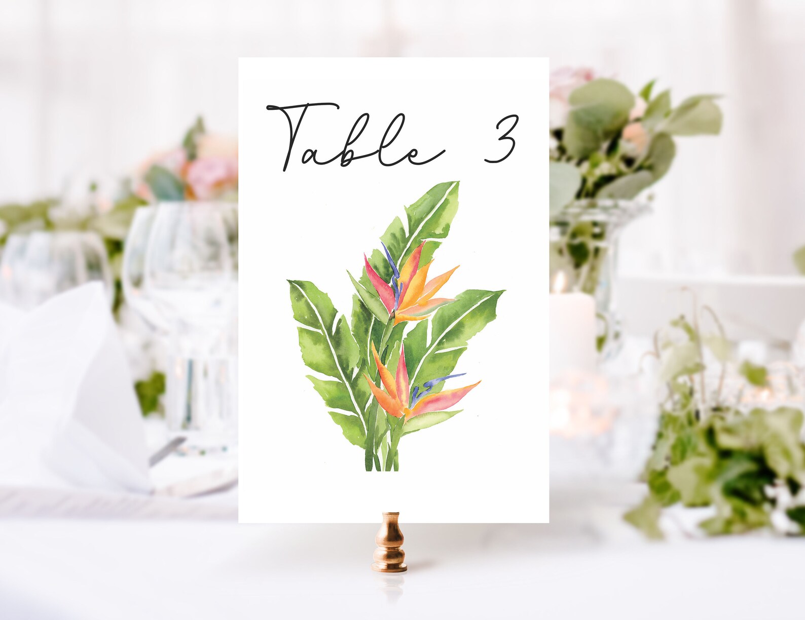 Printable Tropical Table Numbers, Tropical Flower Table Numbers, Beach ...