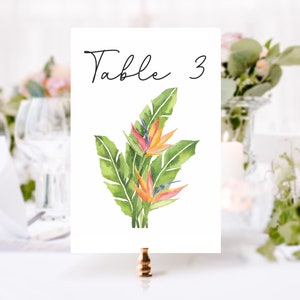 Printable Tropical Table Numbers, Tropical Flower Table Numbers, Beach ...
