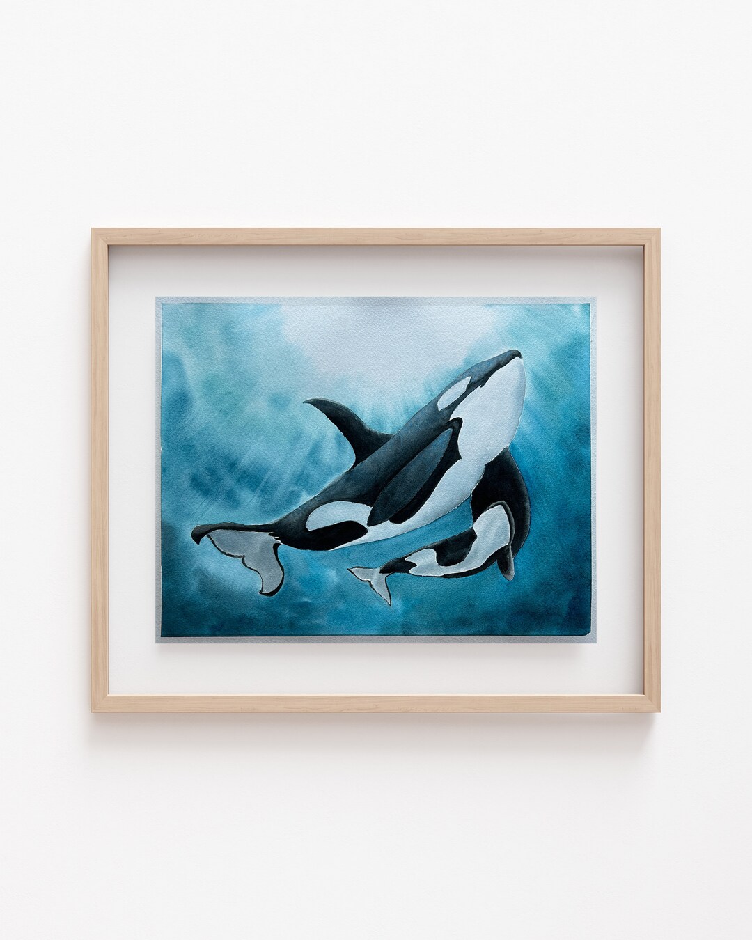 Watercolor Orcas Print, Orca Painting, Watercolor Ocean Nursery Decor ...