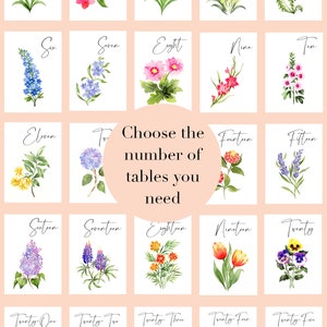 Floral Table Numbers, Flower Table Numbers, Wildflower Table Numbers ...